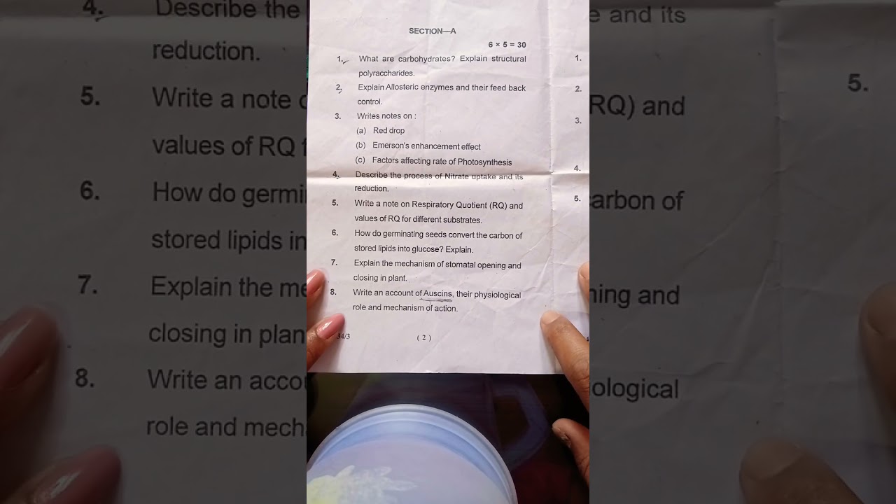 MSc 3rd sem plant physiology and Biochemistry paper lV (BOTANY 2022-23) kumaun University Nainital
