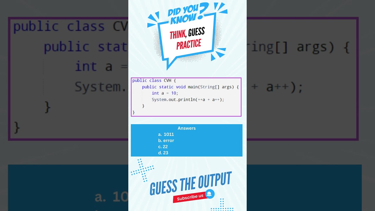 Java Shorts - Guess the Output 07 #shorts #java