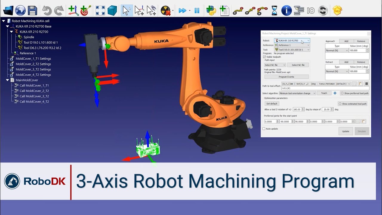 3-Axis Robot Machining Example - RoboDK