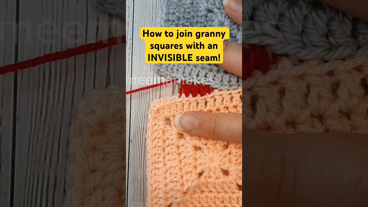 Invisible Seam For Granny Squares (Full Tutorial Link On Screen) #crochet #grannysquare #shorts