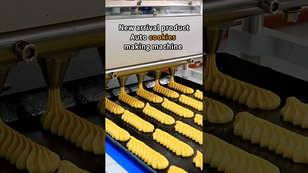 This automatic cookie machine can make cookies with different shapes.#machine #cookies