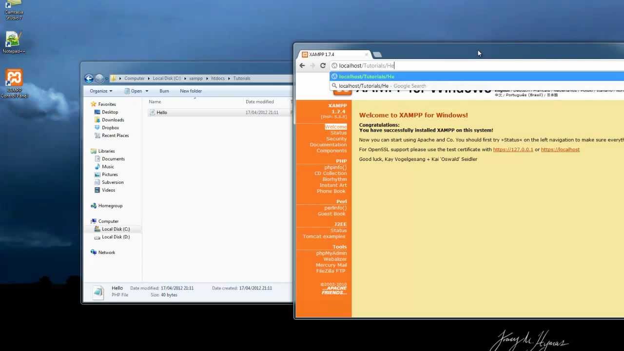 PHP Tutorial 1: Installing XAMPP(Windows), Hello Word And Basic Variables!
