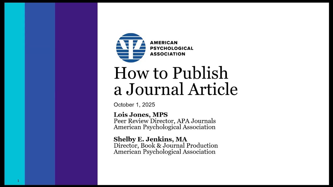 Webinar: Publishing in Academic Journals 10/01/2025