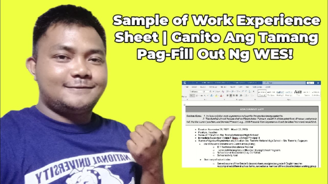 Sample Work Experience Sheet | Paano Gumawa Ng Work Experience Sheet 2023?