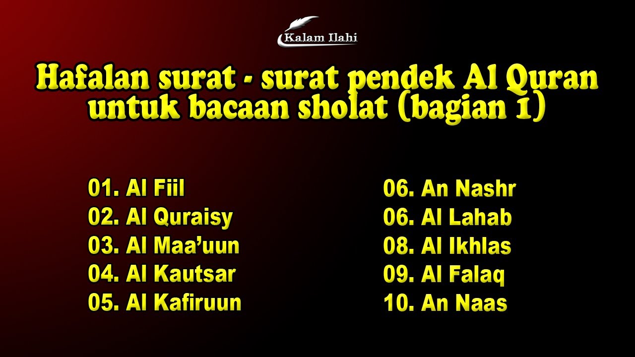 Bacaan Surah-Surah Pendek dalam al-Quran – 1