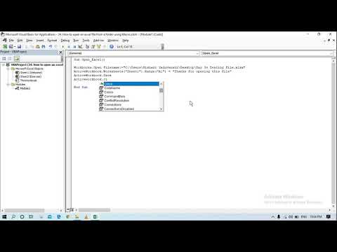 How to open an excel file from a folder using VBA / Macro | I'm MS Excel Expert Tutorial | Day 34