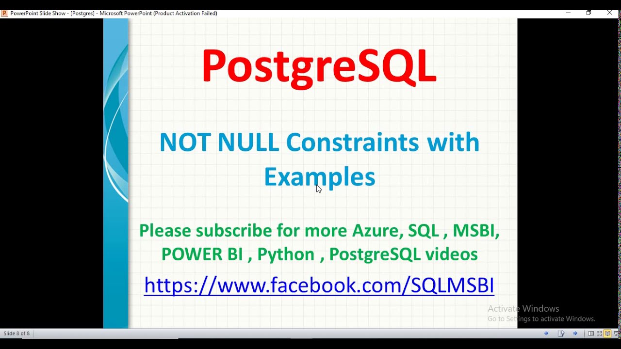 Postgresql Tutorials | Not Null Constraints in Postgresql | postgresql not null example|sql not null