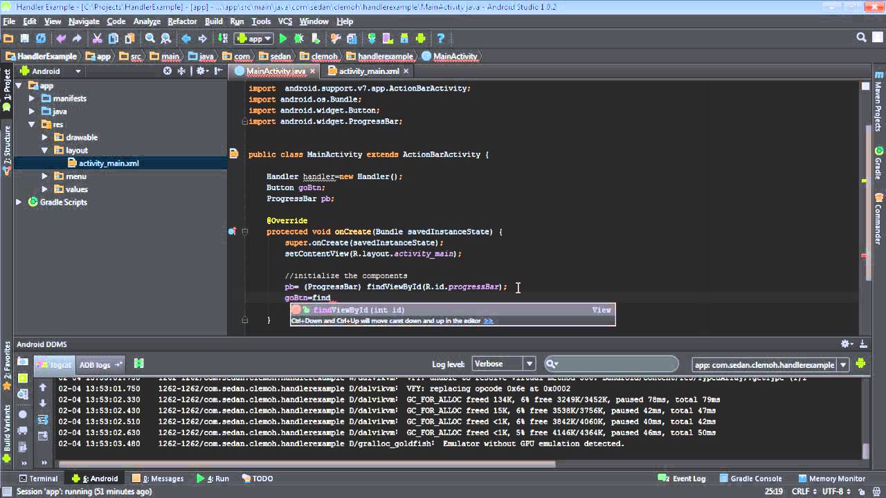 MultiThreading with GUI Update : Handlers Android Tutorial