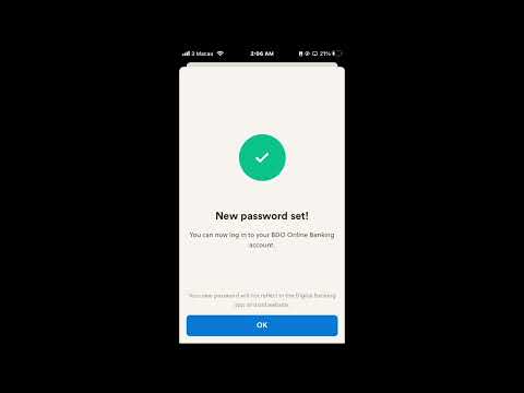 BDO online reset password and set a bdo passcode for log in