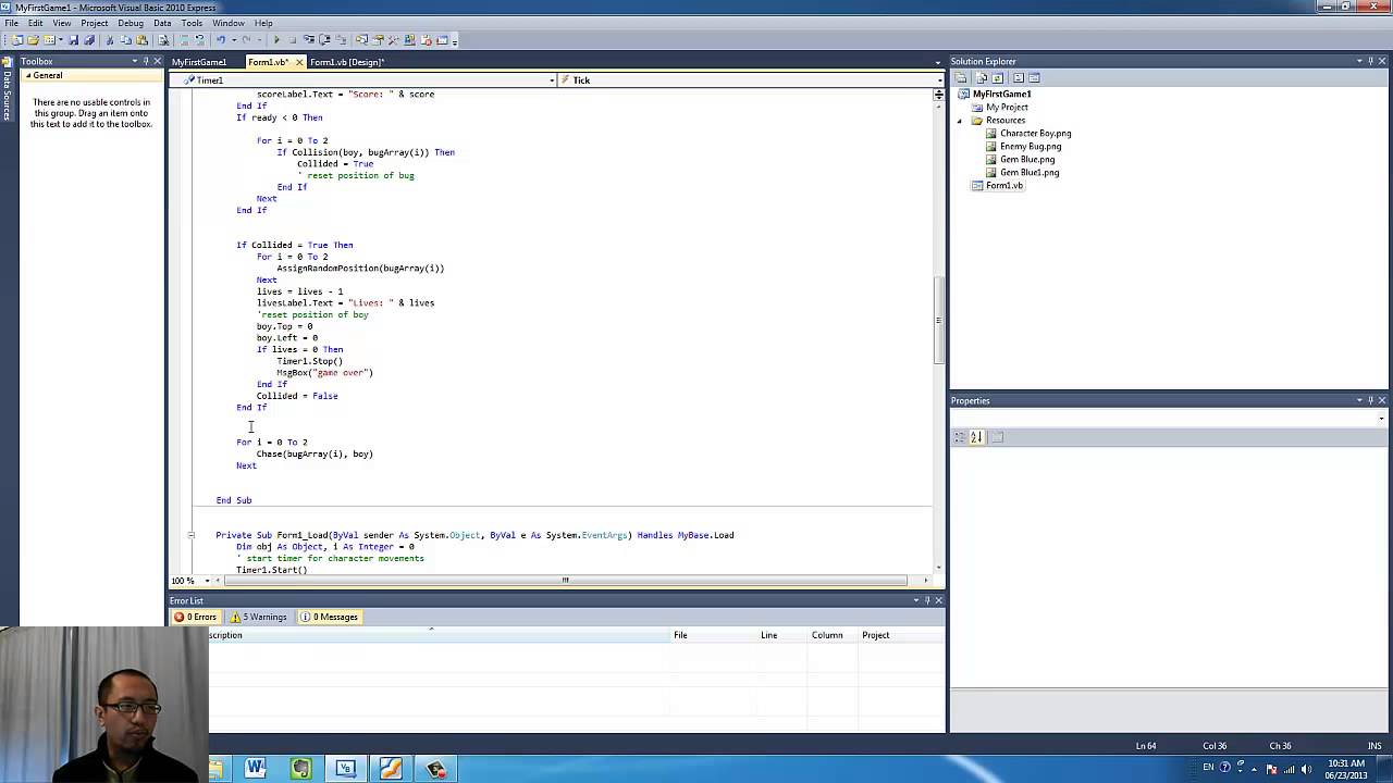 Games Programming with Visual Basic lesson 6 - Multiple enemies using Picturebox arrays