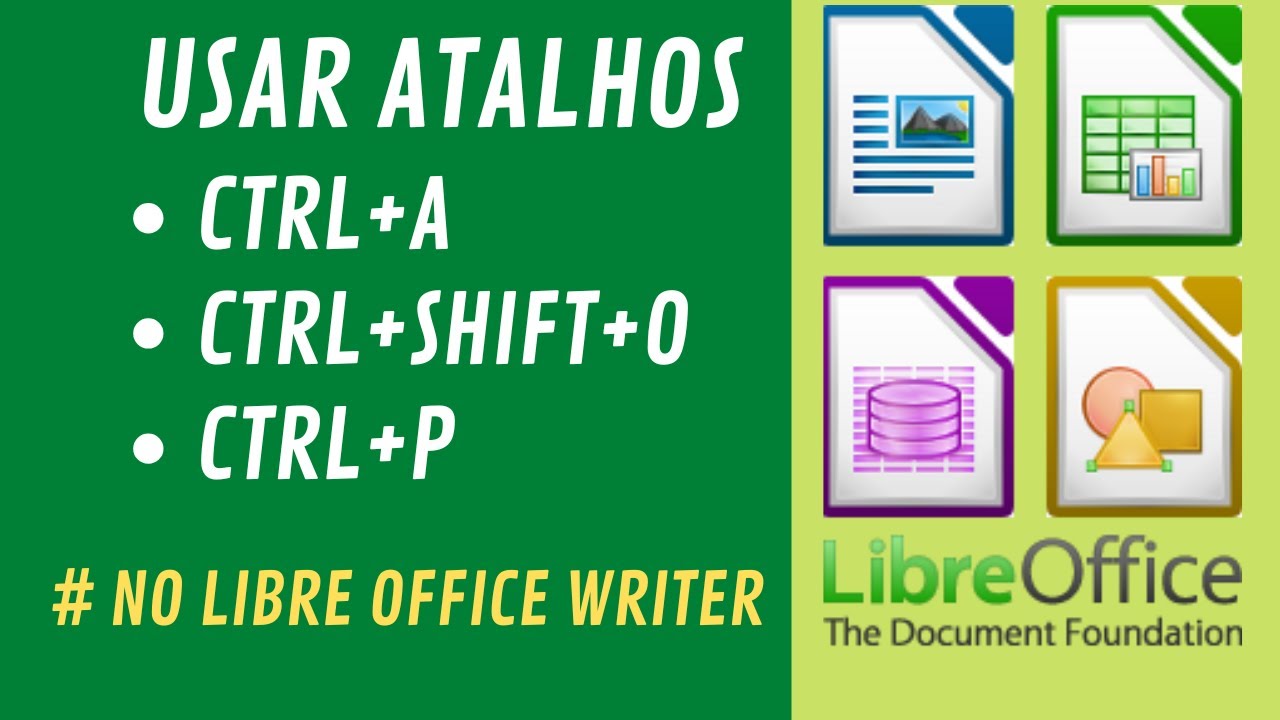 Usando atalhos CTRL+SHIFT+O, CTRL+A, CTRL+P, no editor de texto Libre Office Writer