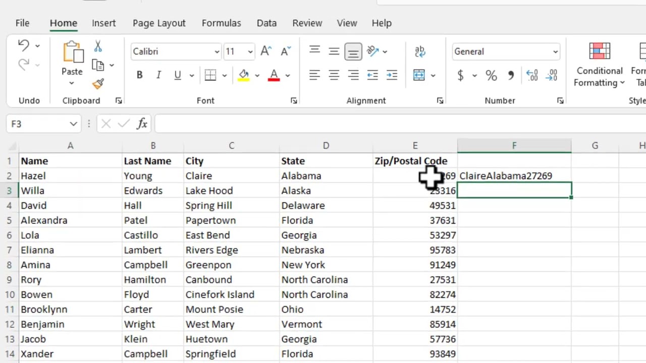 O365 Excel - Concat Function