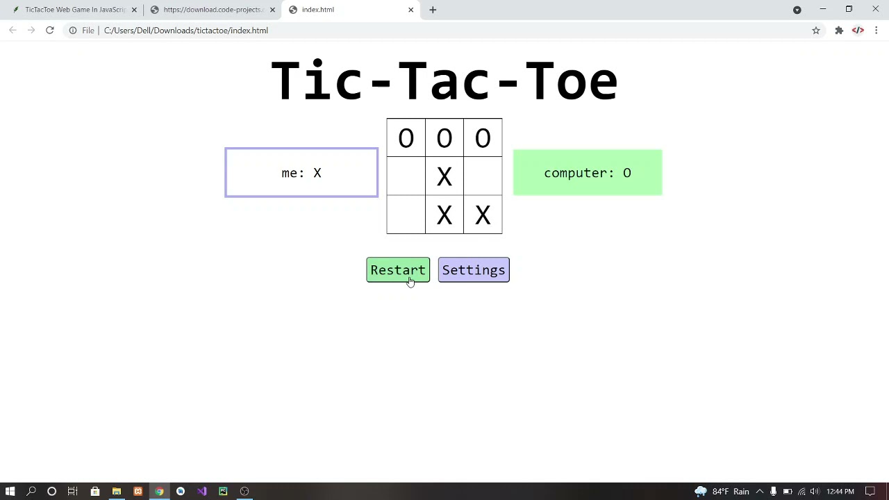 TicTacToe Web Game In JavaScript With Source Code | Source Code & Projects