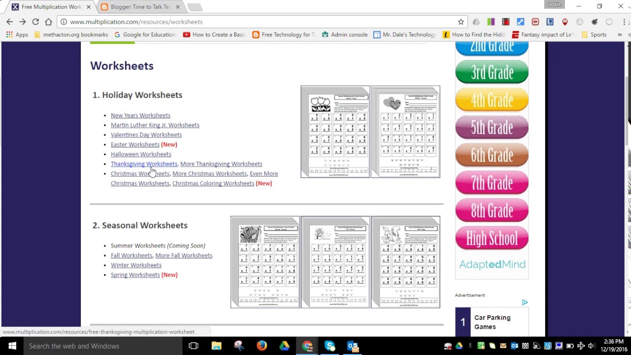 Multiplication.com's worksheets