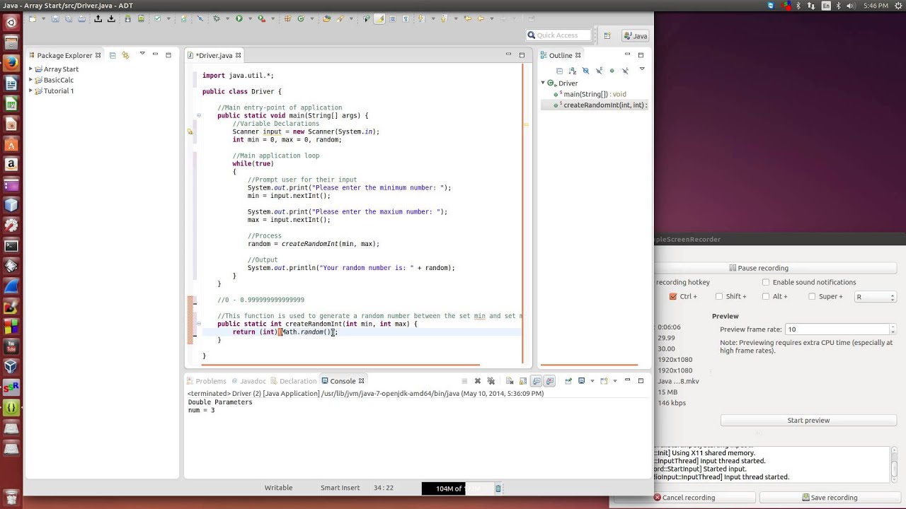 Java Tutorial - 18 - Generating Random Numbers