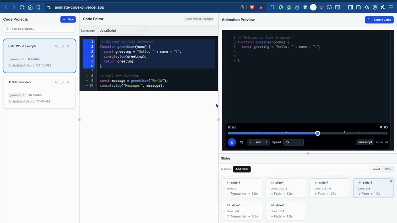 Convert Code to Animated Videos - A Kiro Hackathon Project