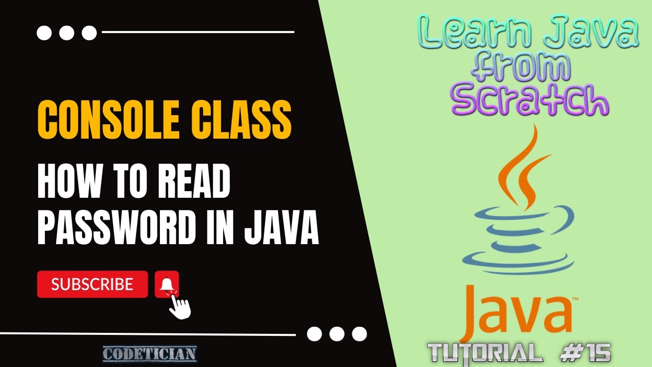 Tutorial 15 - How to read PASSWORD in Java | Console class |  readPassword method