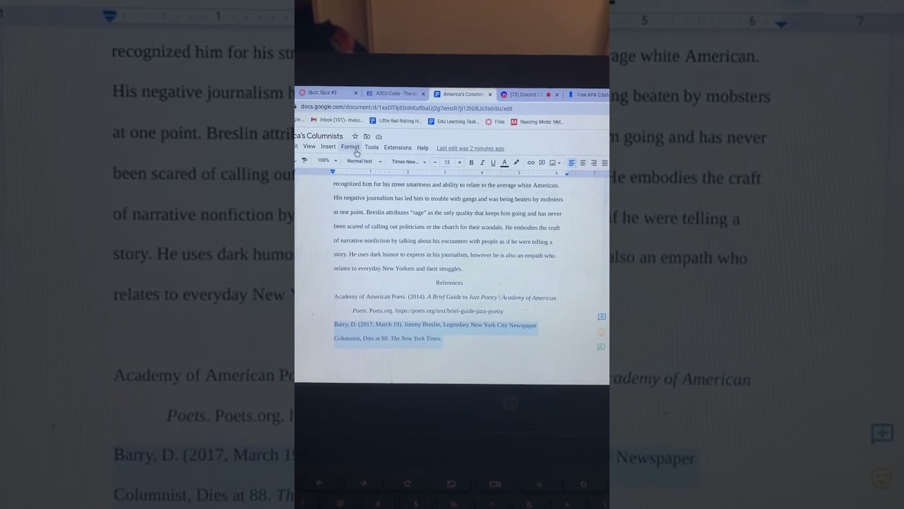 Easiest way to do hanging indent for APA format references on google docs