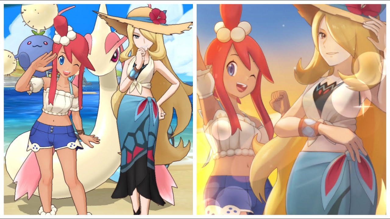 Pokemon Masters EX: Swimsuit Cynthia & Skyla Spend A Day At The Beach