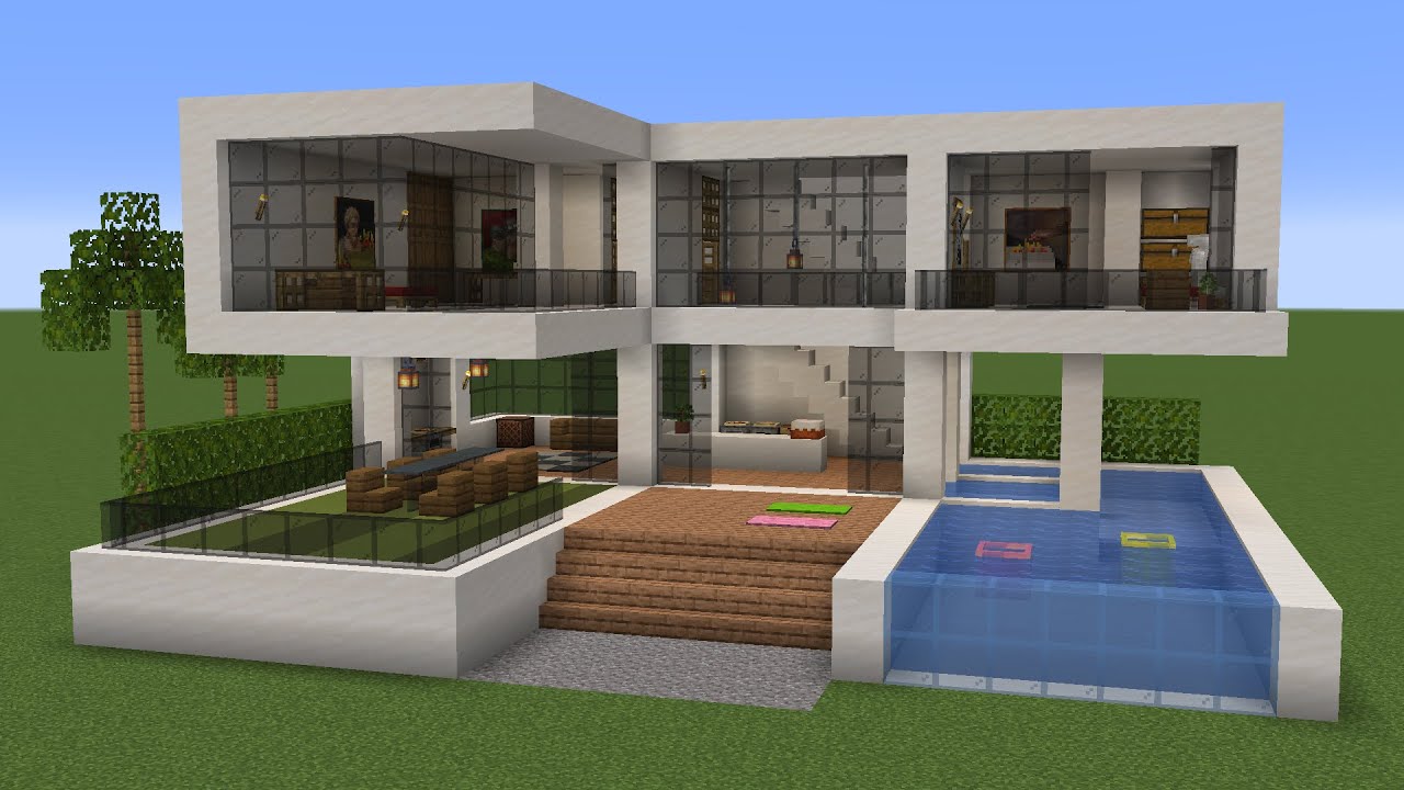 Minecraft - How to build a Modern Vacation Mansion House - Minecraft ...