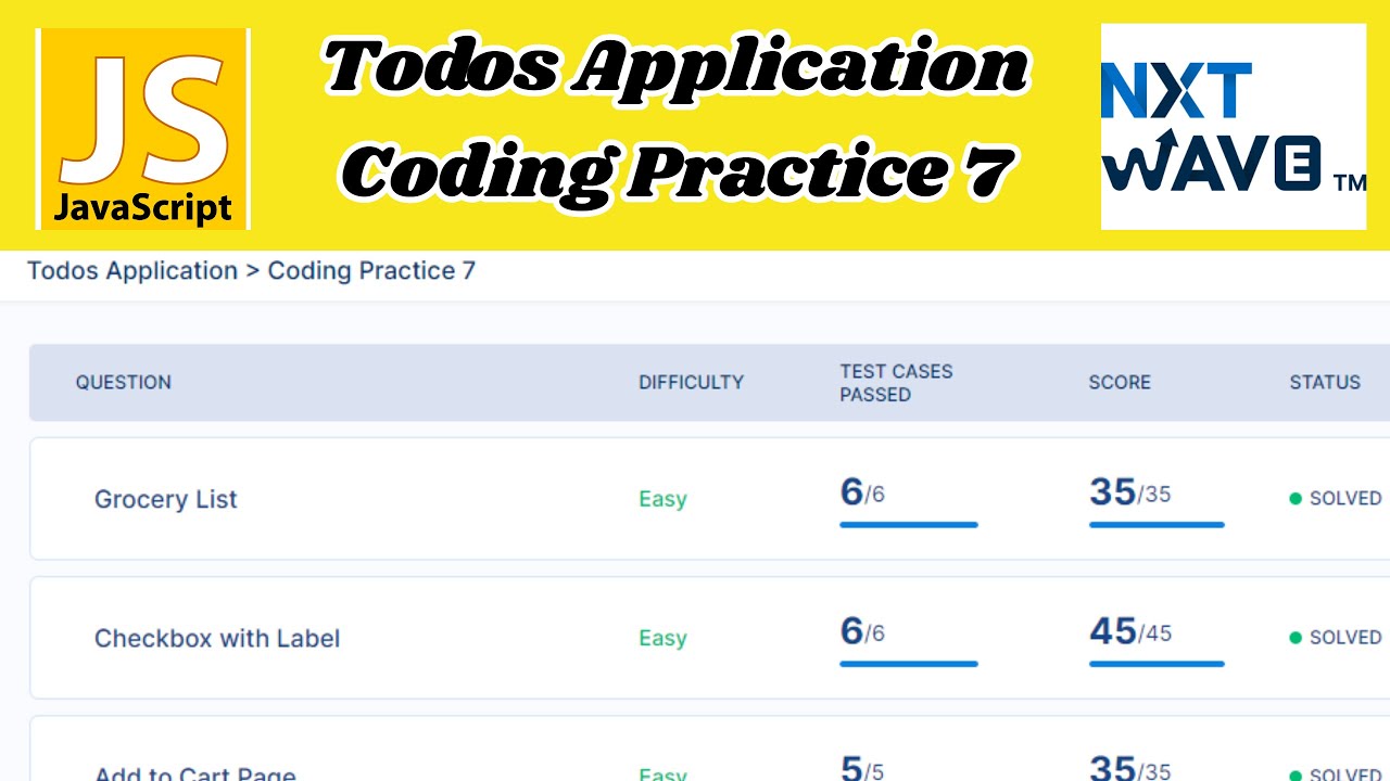 Todos Application | Coding Practice 7 Answers | JavaScript | NxtWave | CCBP 4.0