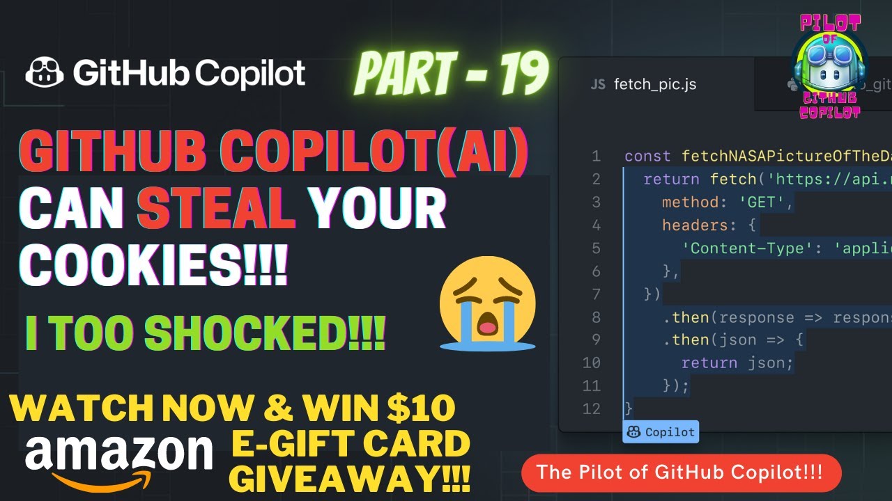 GitHub Copilot(AI) can steal your cookies!!!😭😳😱  - $10 giveaway #ai #vscode #cookies