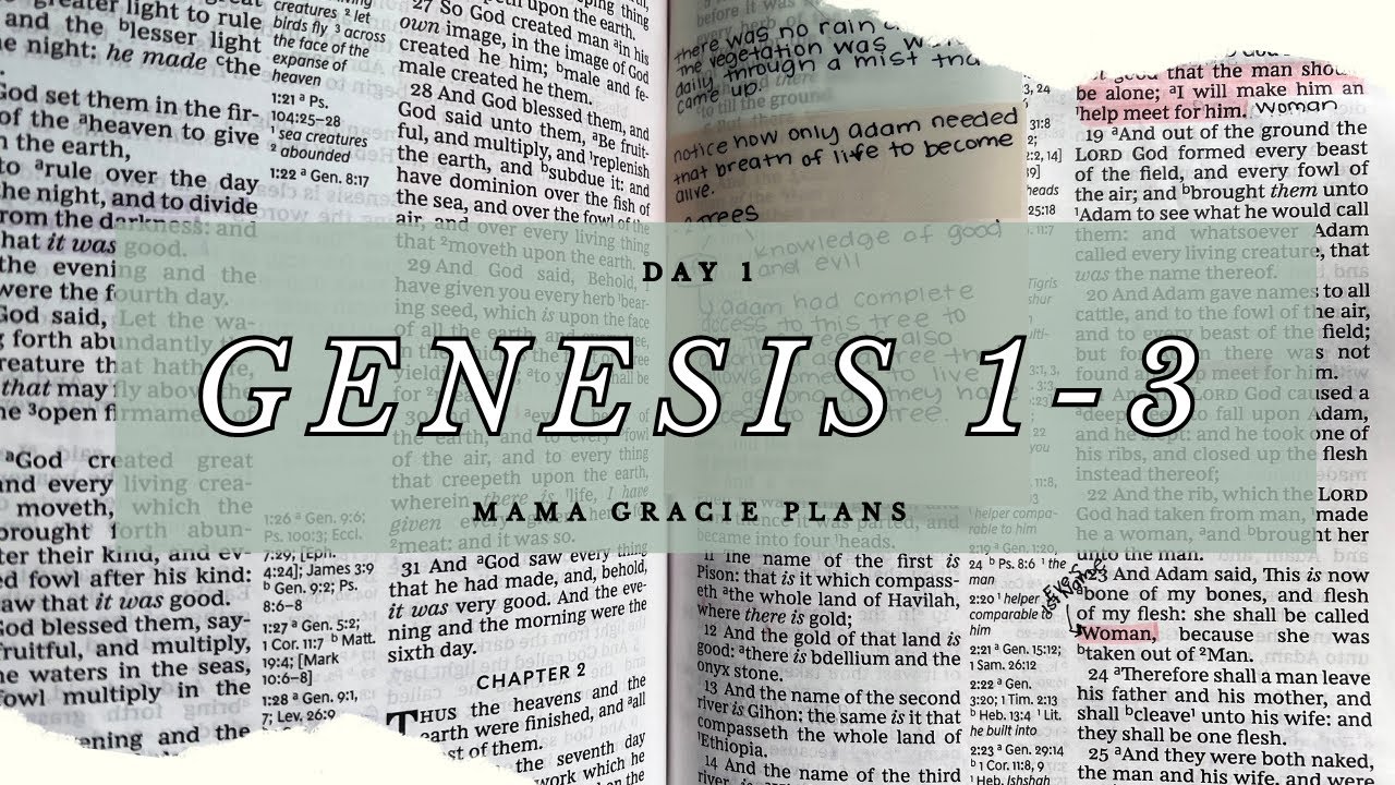 Day 1 - Bible Study Genesis 1-3 | Bible Lessons Free Printable | Chronological through the Bible