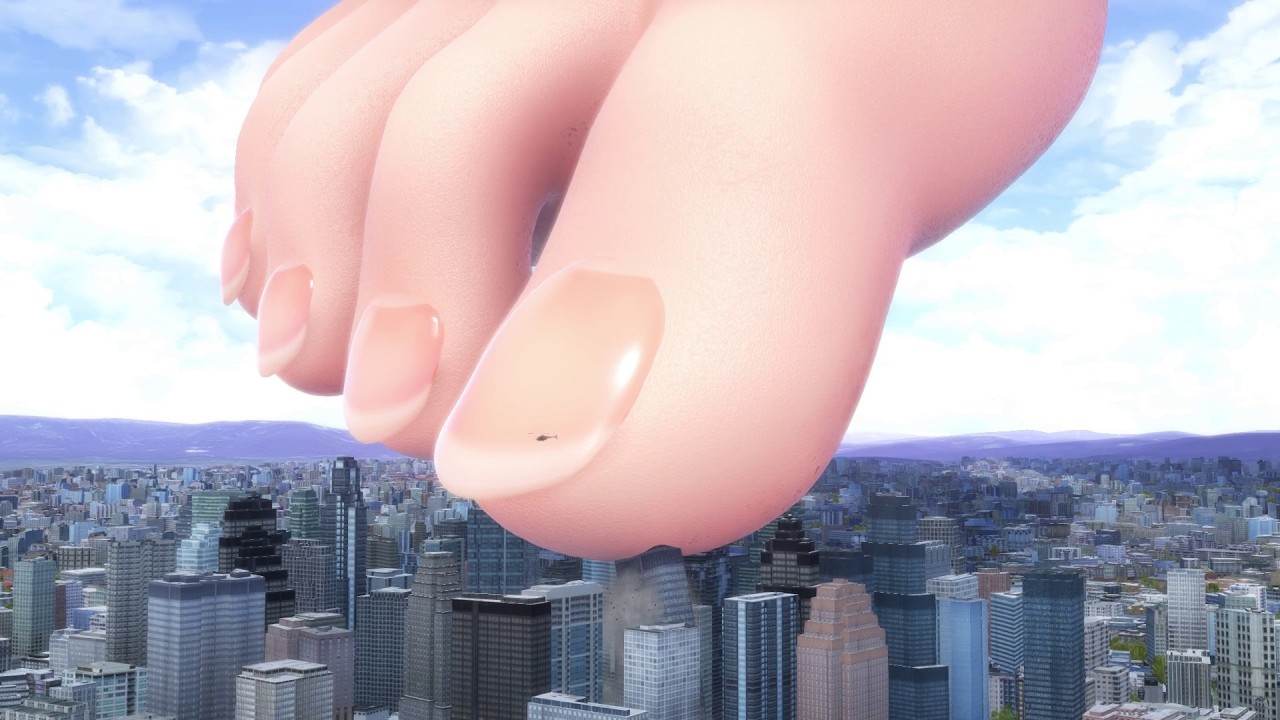 MMD Giantess Sora giant tights & barefoot toe-building stroke