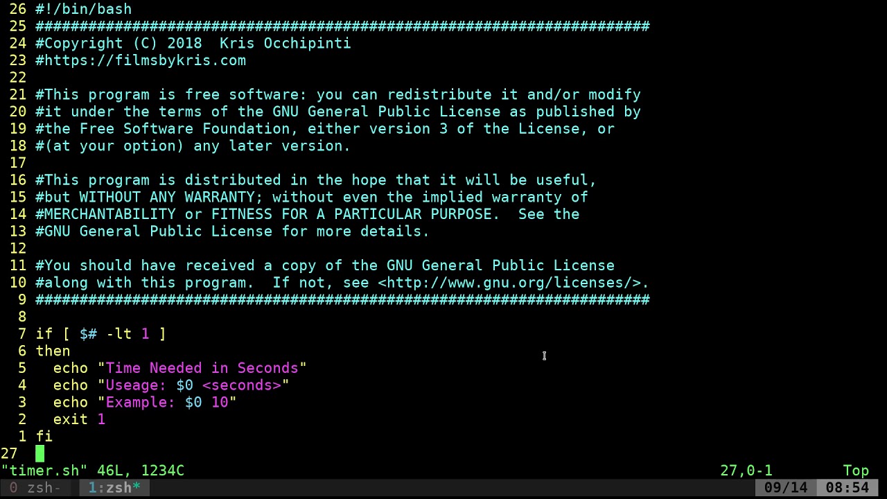 Linux Shell Timer with Alarm BASH Script Part 1