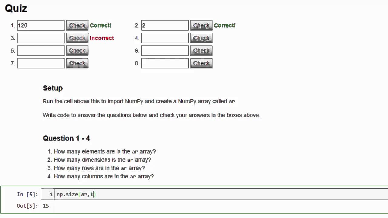 Retrieving Data from NumPy Array - Interactive Quiz