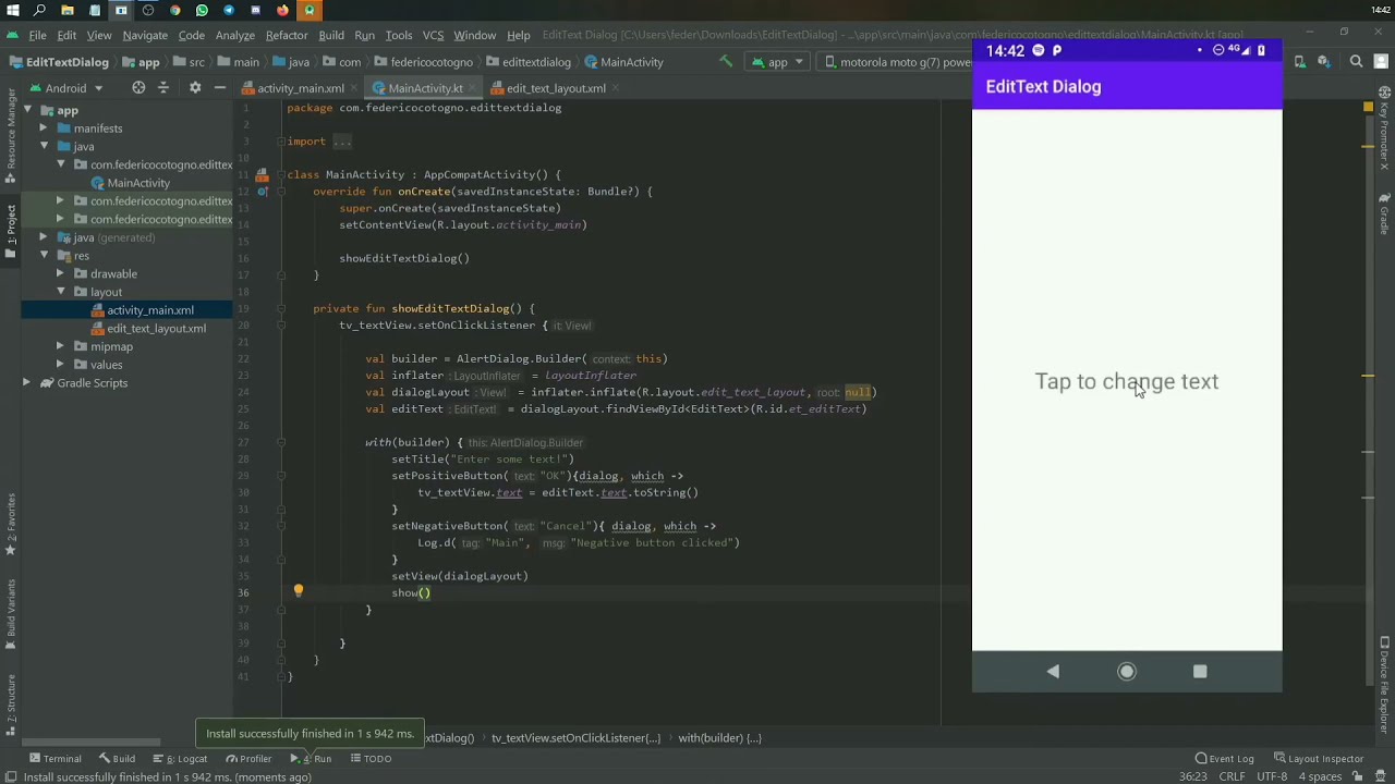 EditText Dialog Box in Android Studio Tutorial