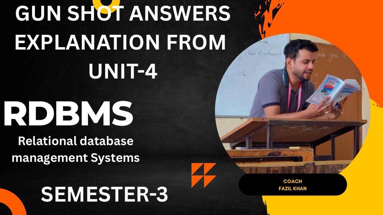 RELATIONAL DATABASE MANAGEMENT SYSTEMS (RDBMS)|UNIT-4|| SEMESTER-3 ||IMPORTANT ANSWERS EXPLANATION