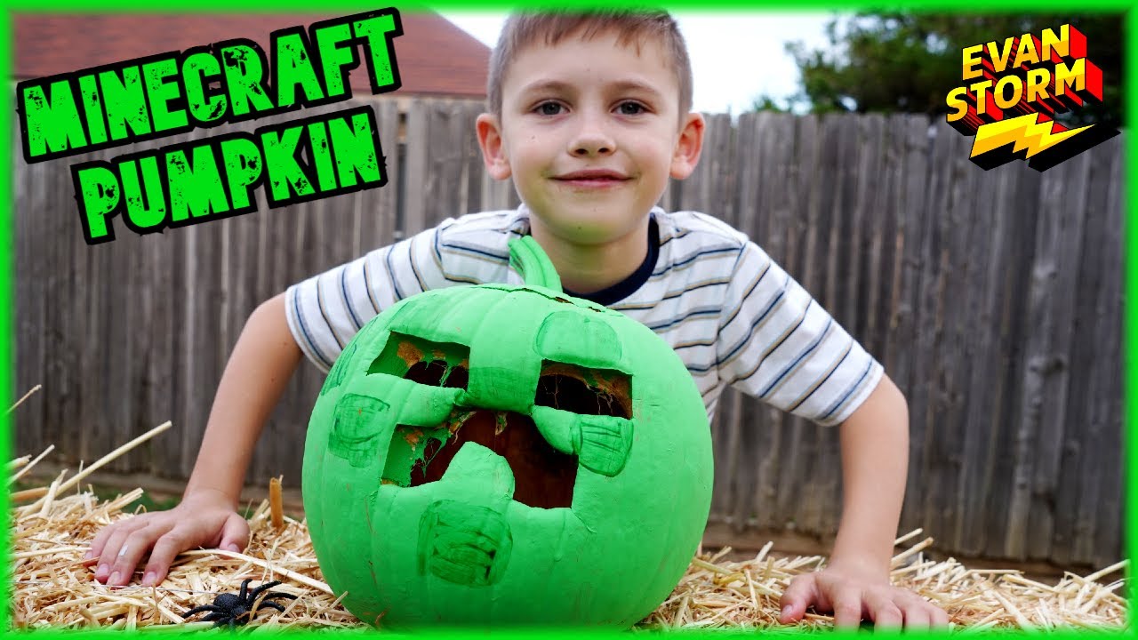 Evan Storm Carves and Paints Halloween Minecraft Pumpkin