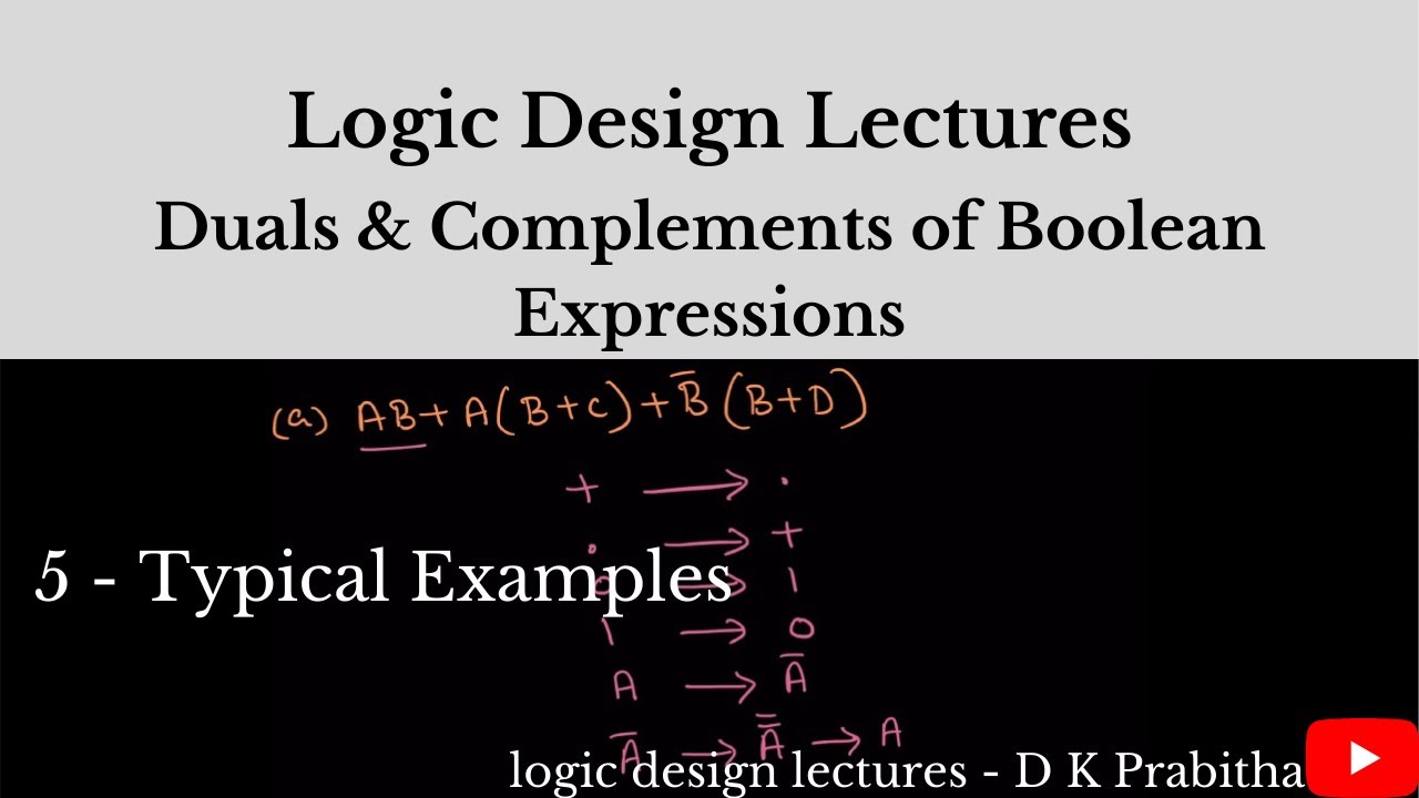 Dual and Complements of Boolean Expression/logic design lectures - D K Prabitha