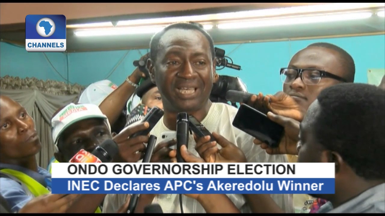Ondo Gov'ship Election: INEC Declares Rotimi Akeredolu Winner