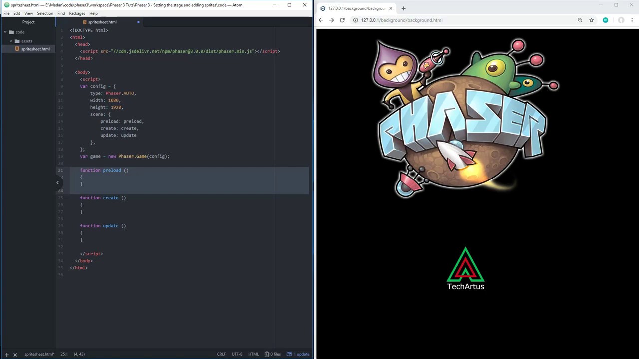 Phaser 3 Atlas Spritesheet and Physics