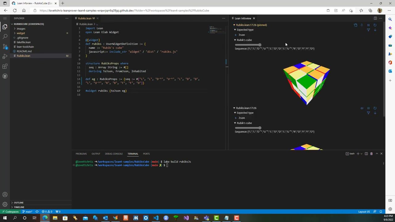 Quick Tour of Lean Samples on Github Codespaces