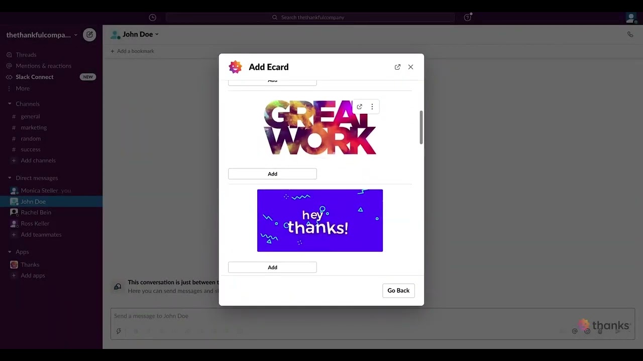 Thanks Employee Appreciation for Slack