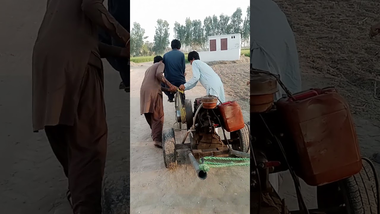 23Hp diesel engine start with cycle 😄#experiment #viral #shortvideo