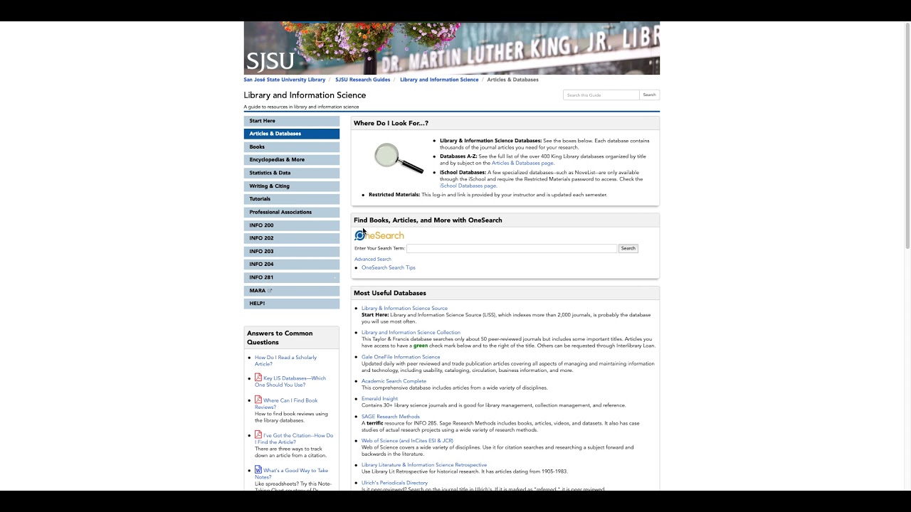 SJSU King Library LibGuides: Finding Research Articles