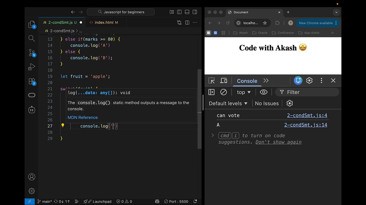 3. Conditional Statement in Javascript #coding #javascript #ifelse #ternaryoperator #swtich #case