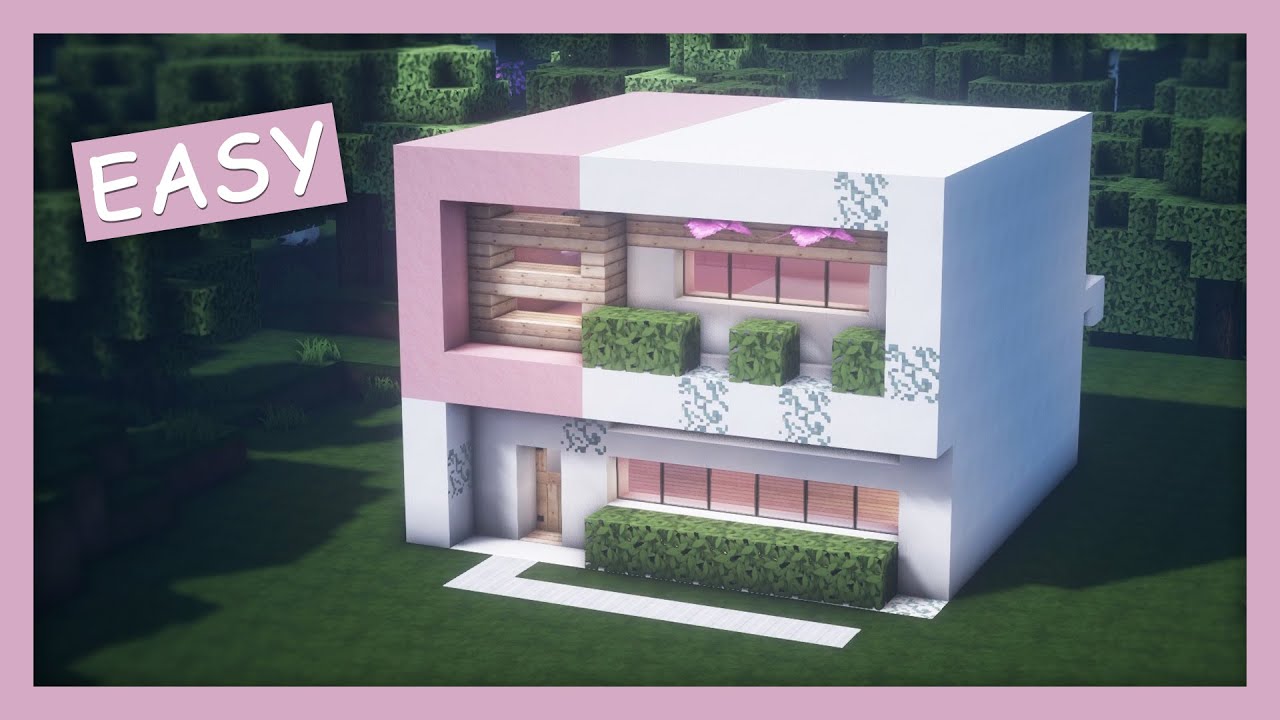 Minecraft🌸 How to Build a Modern House Tutorial (Easy) #574 Step-by ...
