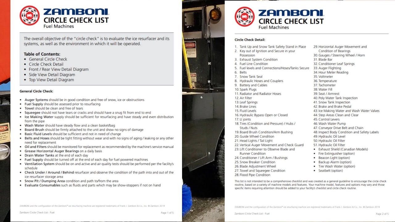 Circle Check Inspection for the Zamboni