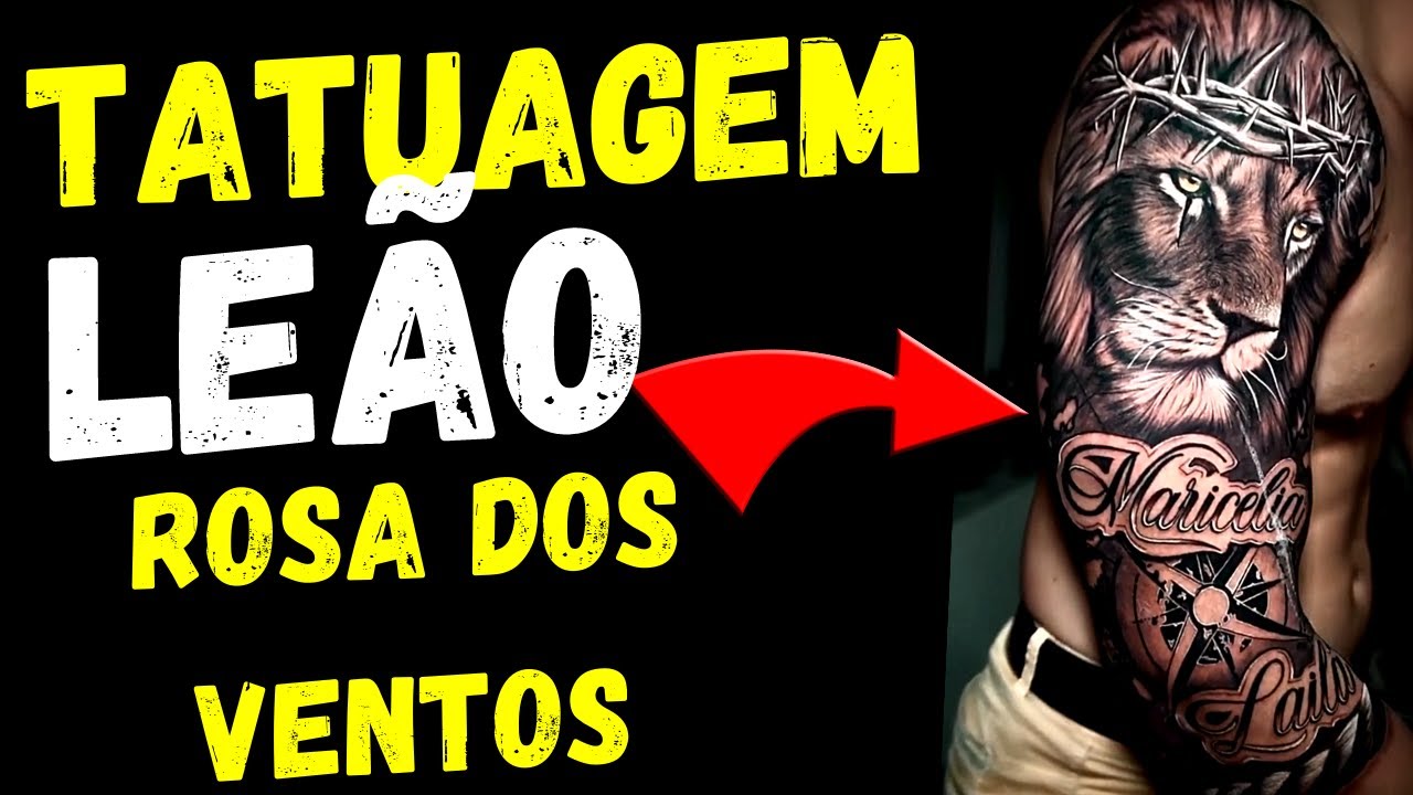 Tatuagem Leão e Rosa dos Ventos no BRAÇO para Você se Inspirar!  #Shorts