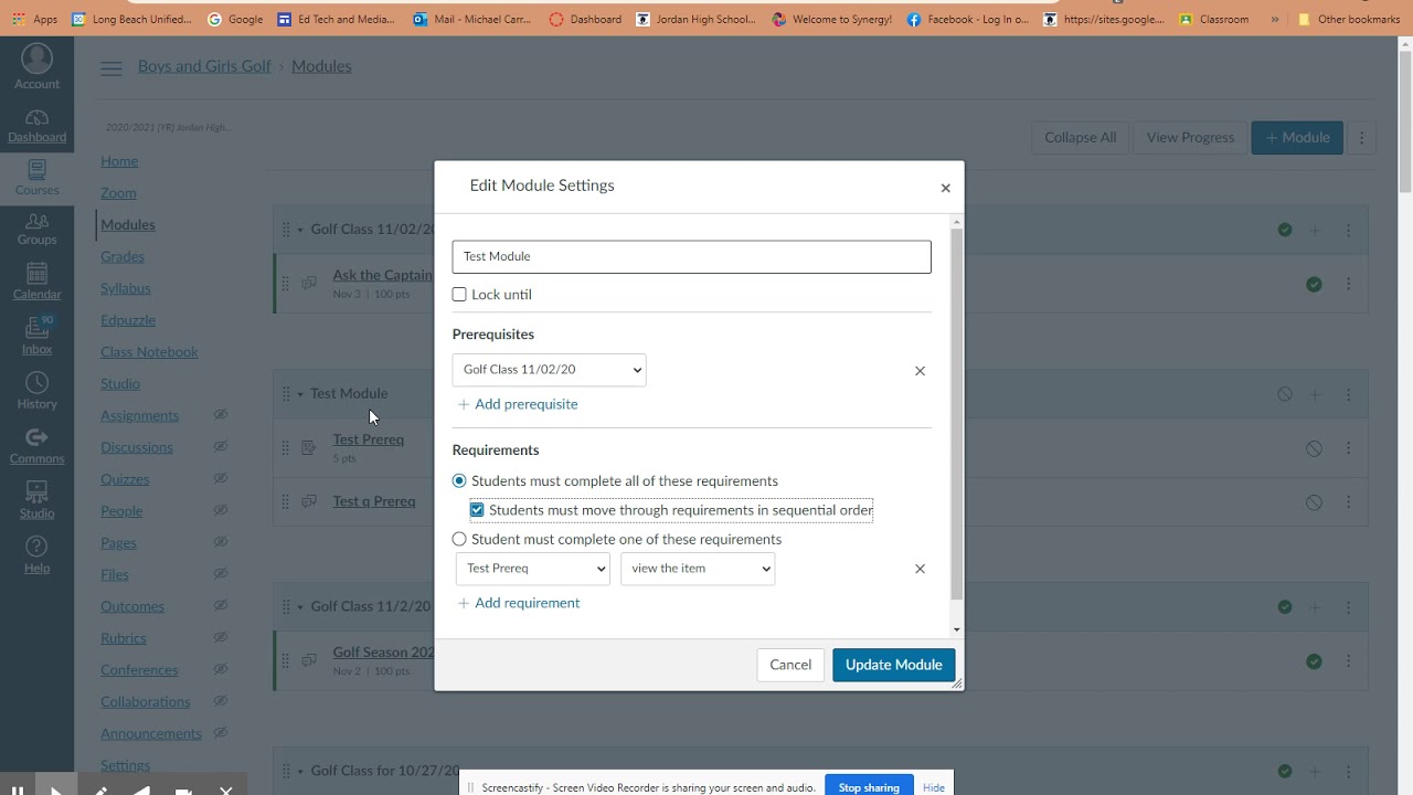 Prerequisites and Requirements in Canvas