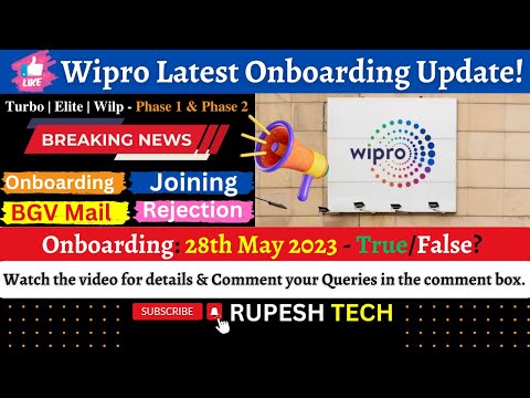 Wipro onboarding update | Turbo, Elite, Wilp | Onboarding: 28th May 2023 ?? | Wipro rejection mail✔️