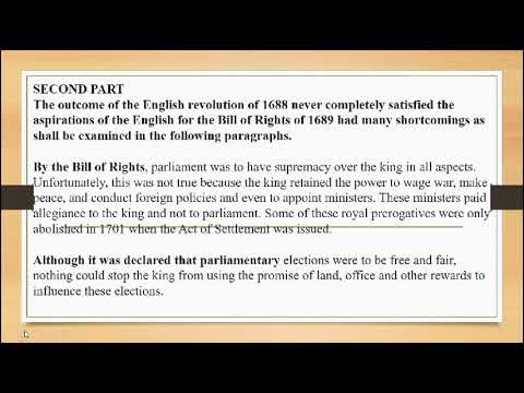THE GLORIOUS REVOLUTION- The Bill of Rights of 1689 satisfy the aspirations of the English people?