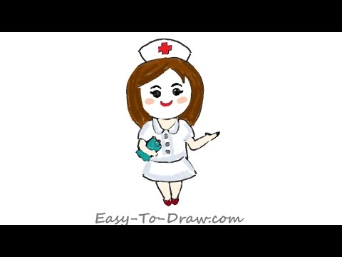 How to draw a registered nurse with a notebook in hand - Free & Easy Tutorial