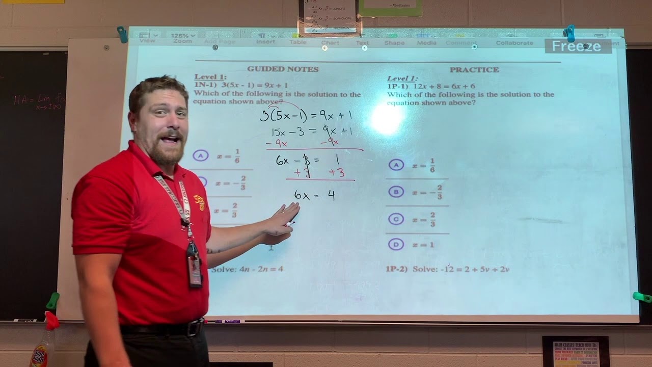 Solving Linear Equations: Level 1   Guided Notes 1
