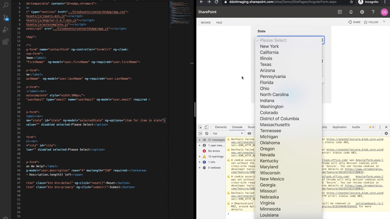 Cascading Drop Down AngularJS and SharePoint